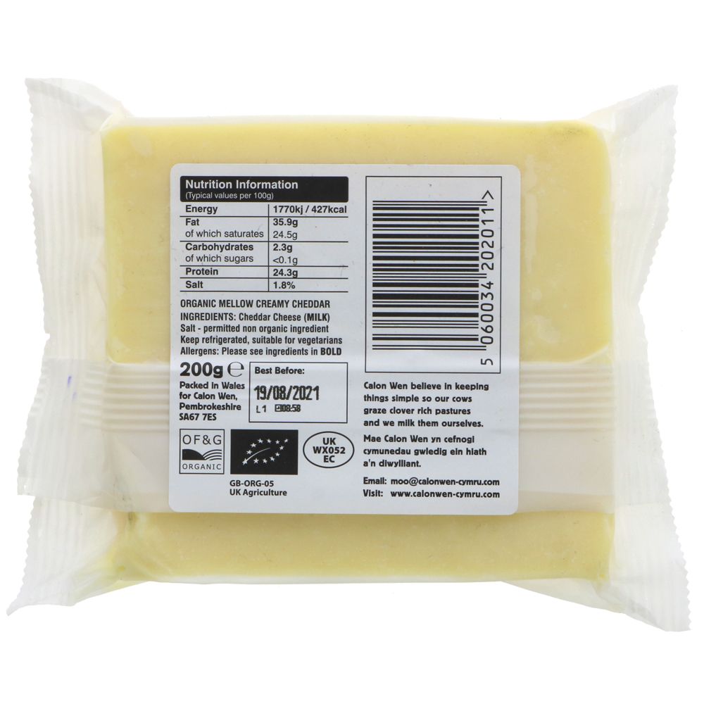 Cheese, Calon Wen Mellow Creamy Cheddar – Grow Wild