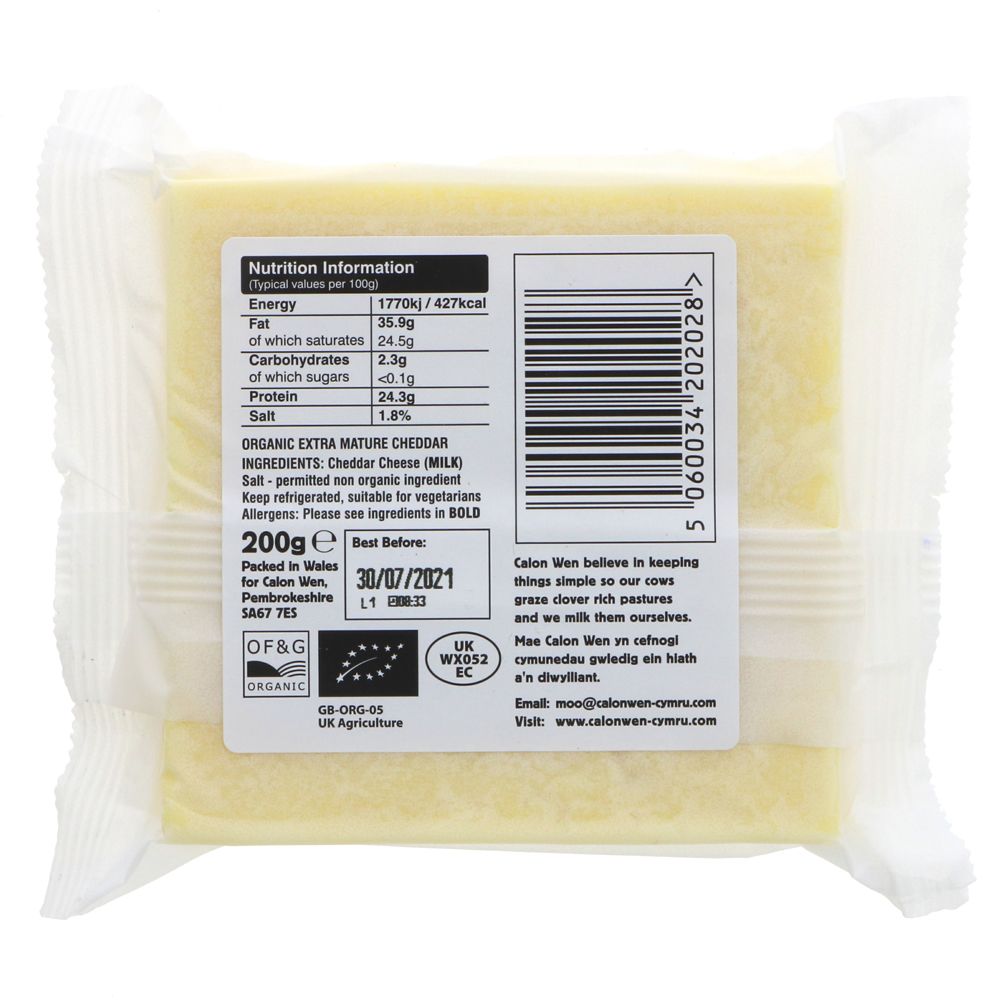 Cheese, Calon Wen Extra Mature Cheddar – Grow Wild
